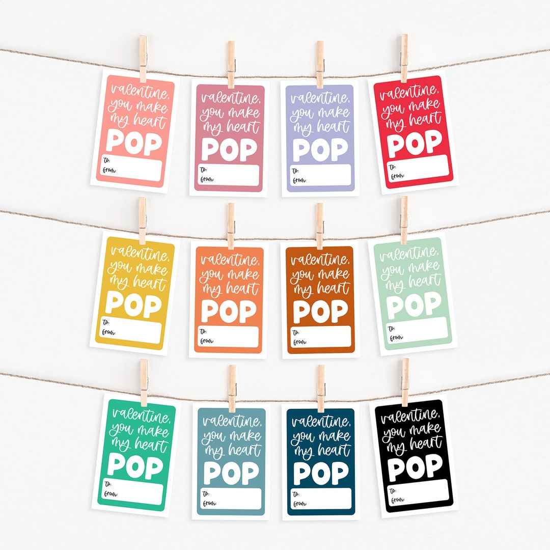 Pop It Valentine Cards Printable, Ring Pop Valentines, Lollipop ...