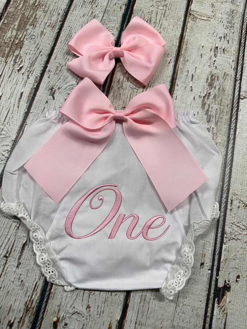 Monogrammed Baby Diaper Cover Set: Big Bow & Headband, Lace Trim - Etsy