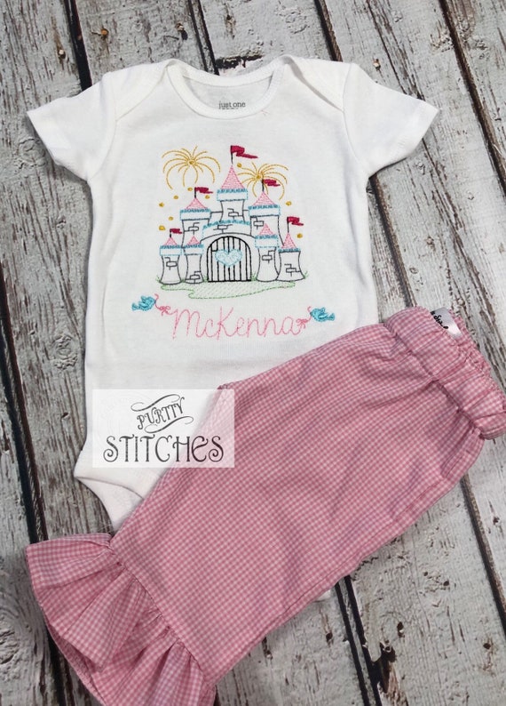 Newborn Baby Girl Vintage Stitch Princess Castle Bodysuit | Etsy