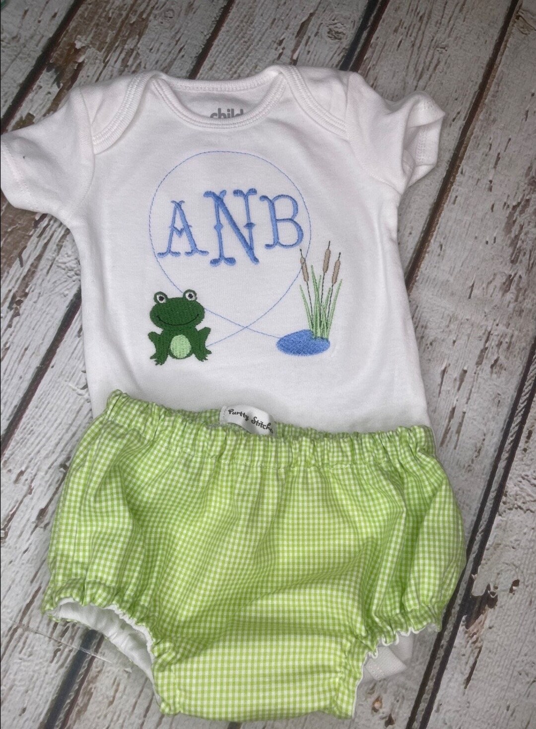 Baby Boy Frog Monogram Outfit: Gingham Shorts Set - Etsy