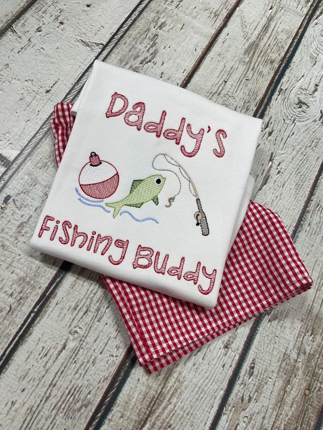Baby Boy Fishing Buddy Outfit: Embroidered Shirt & Gingham Shorts - Etsy