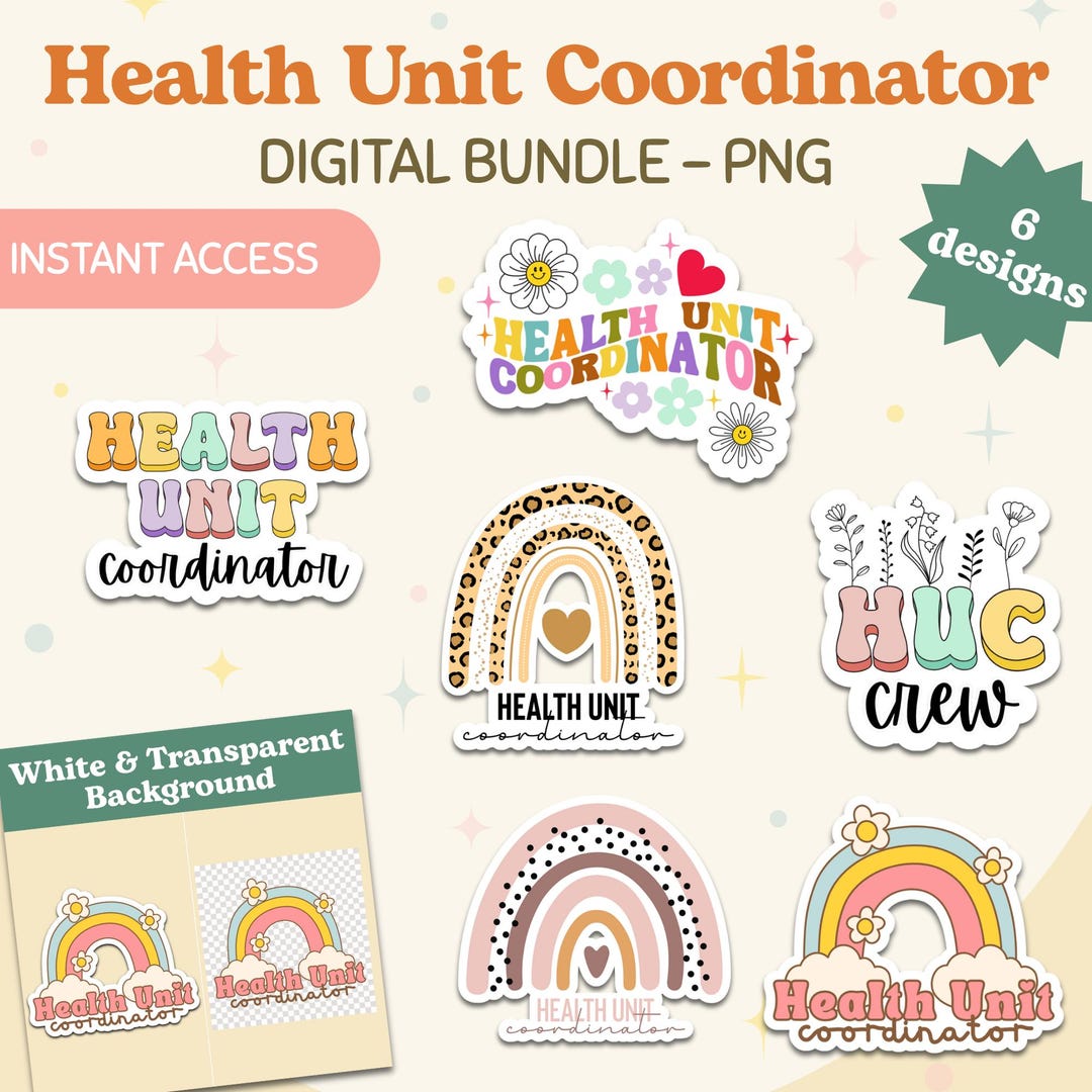 Health Unit Coordinator Clipart PNG Bundle: Rainbows, Florals (digital ...