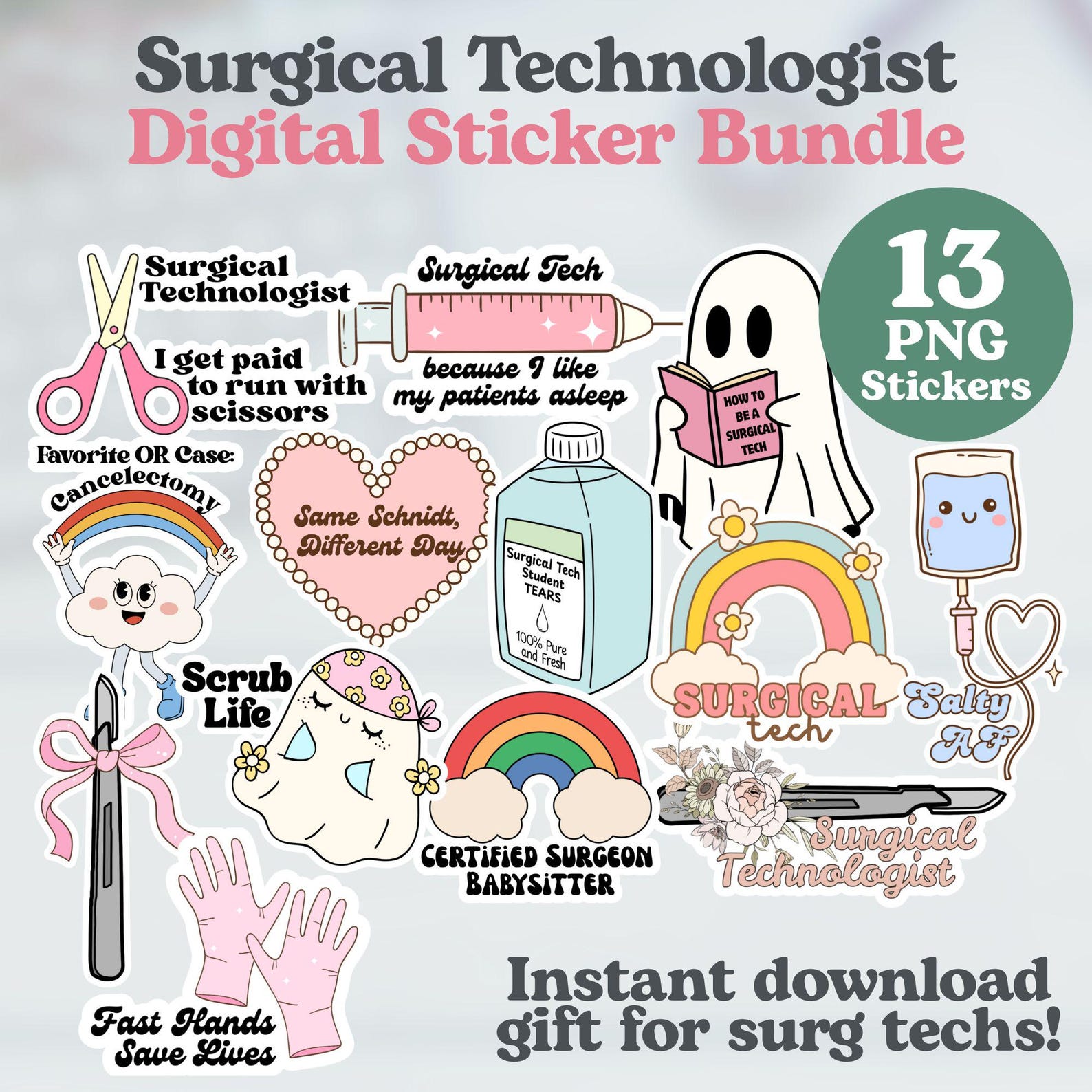 Surgical Technologist Sticker Bundle – 13 Pngs + Printable Sheet ...