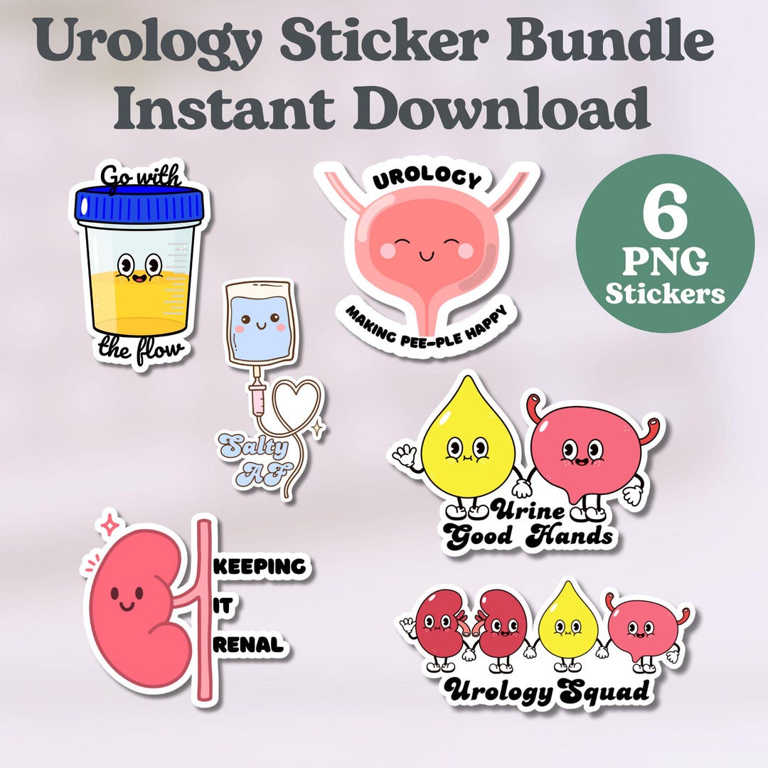 Funny Urology Sticker Bundle: Organ Anatomy PNG Decals (digital ...
