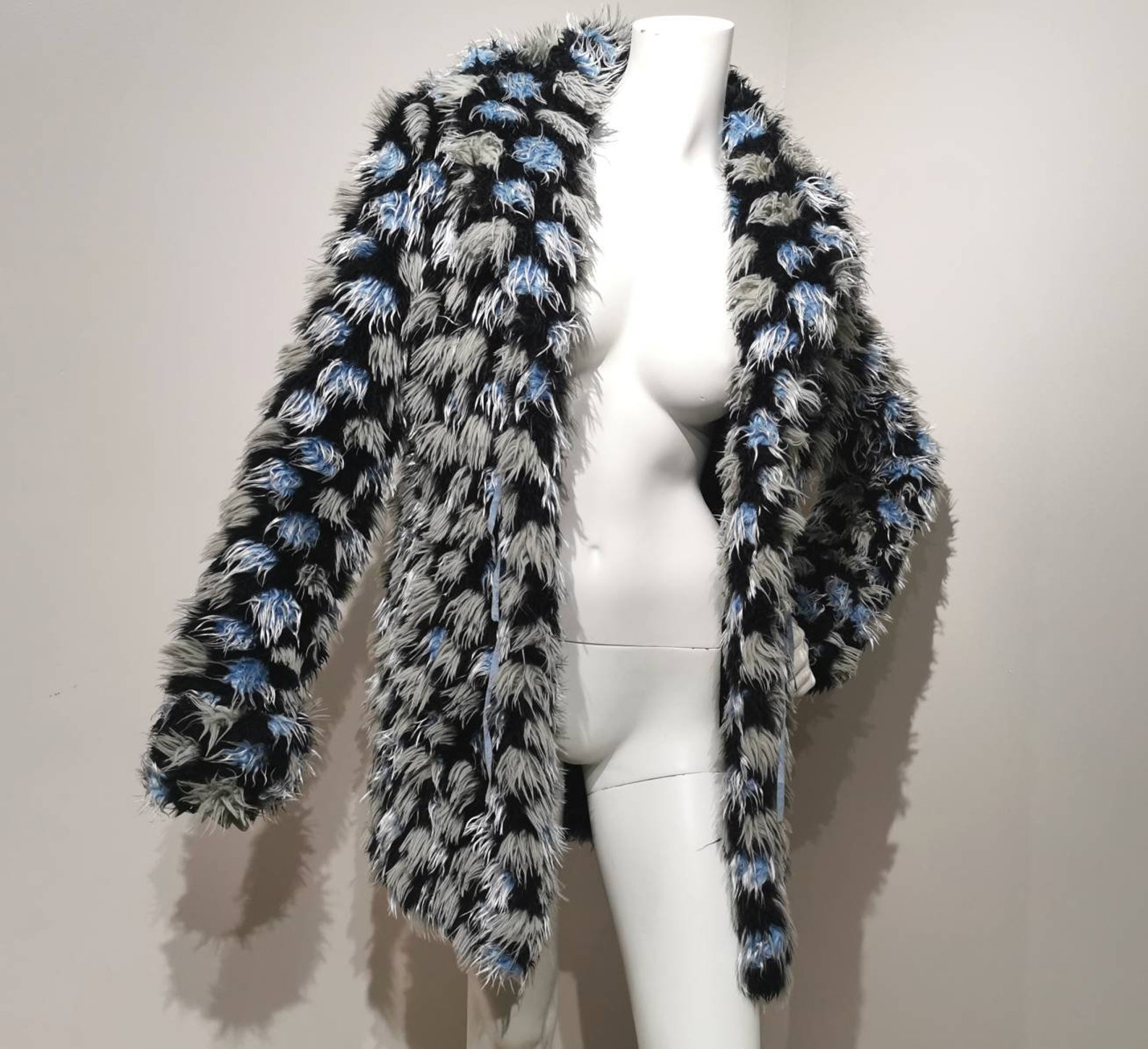 VINTAGE 90s Y2K Groggy Clothing Industry Faux Fur Shaggy Black | Etsy