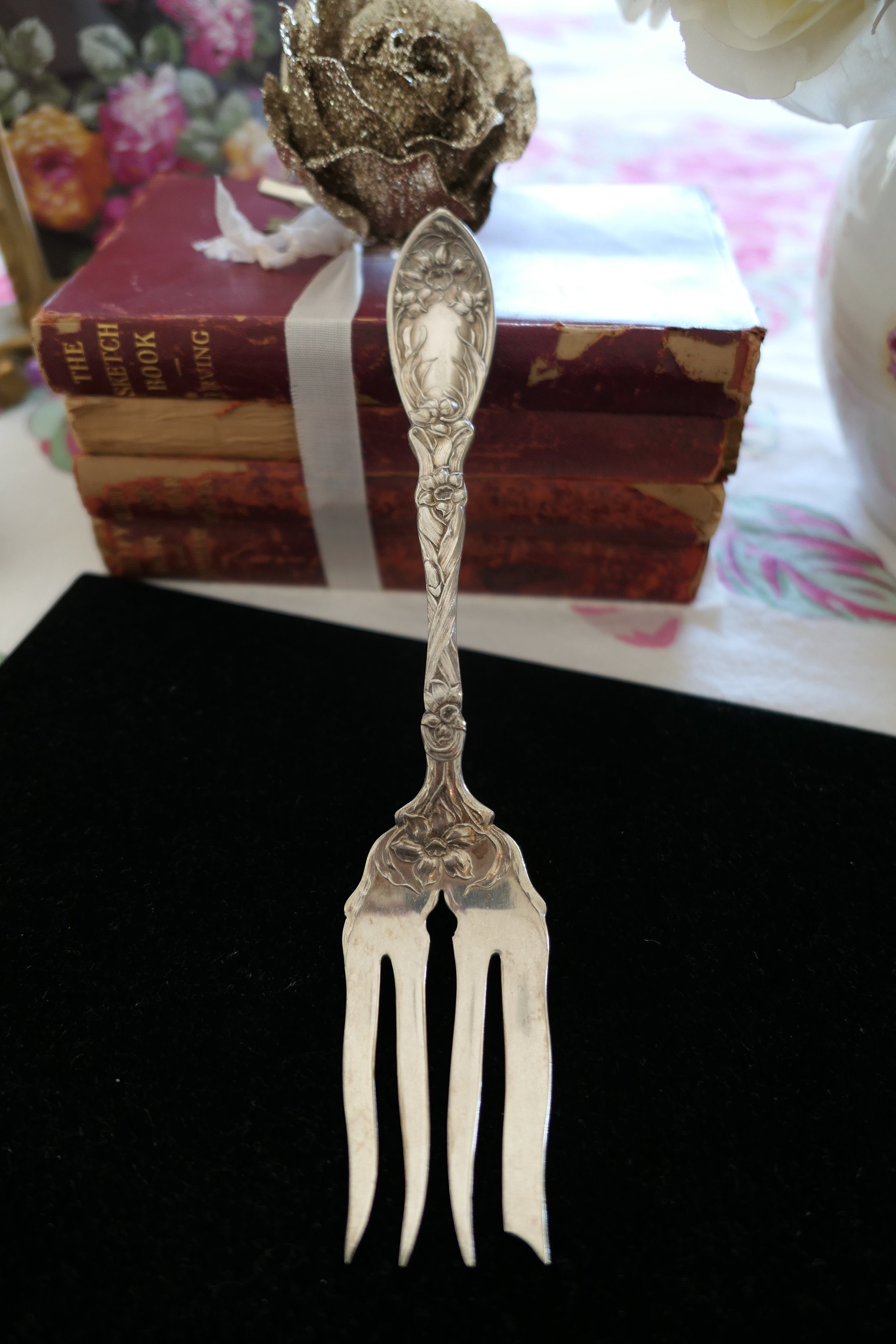 ORNATE Silverplate Meat FORK! Vintage/antique Lg Serving Piece~gorgeous ...