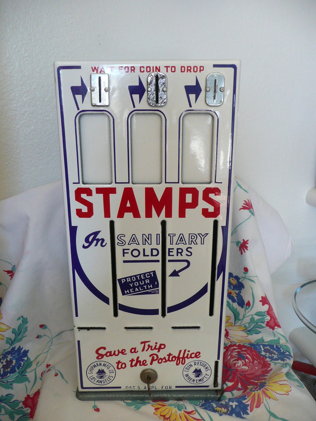 ORIGINAL! Post Office STAMP Machine~vintage! Beautiful Graphics/colors ...