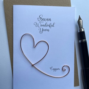 7th Wedding Anniversary Card COPPER Seven Amazing Wonderful Years ...