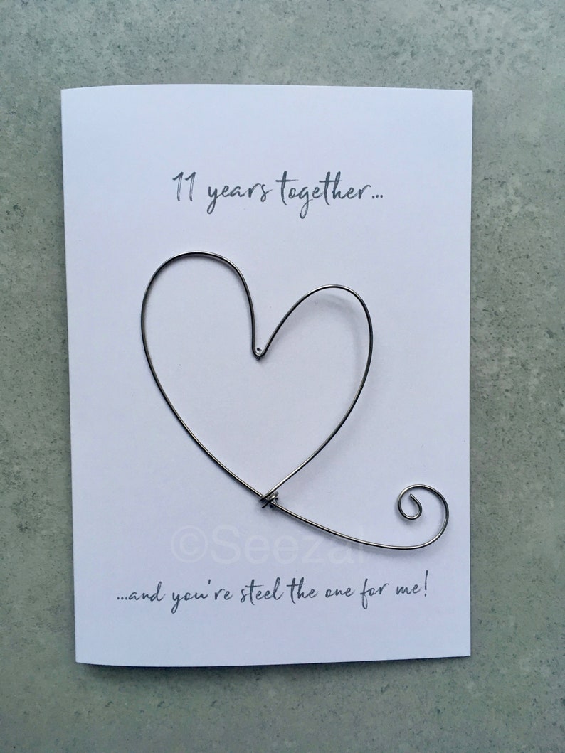 11th Wedding Anniversary Keepsake Card STEEL the One for Me - Etsy