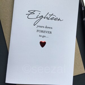 18th Anniversary Card 18 Years Down... Forever to Go! Minimalist Any ...