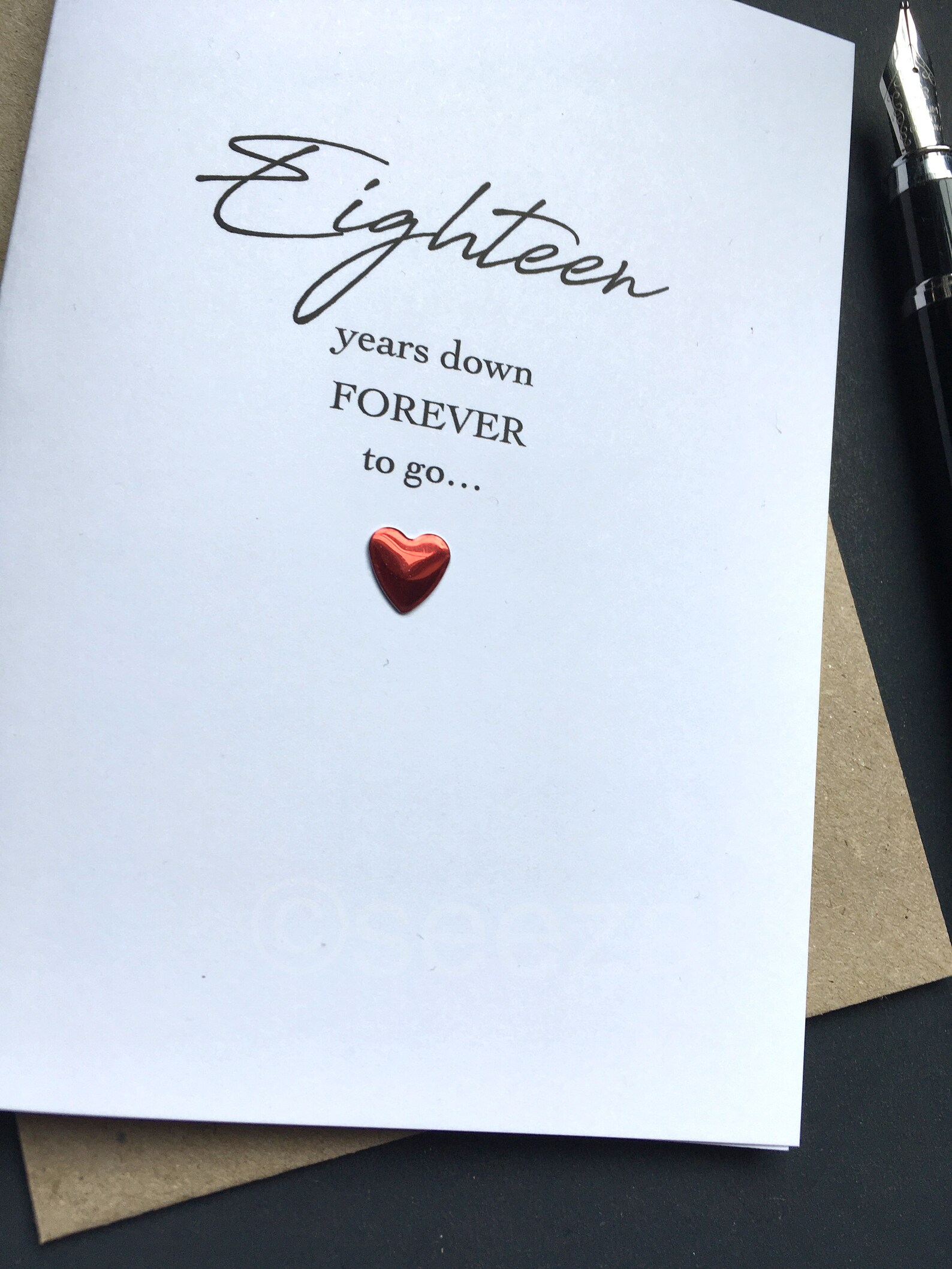 18th Anniversary Card 18 Years Down... Forever to Go! Minimalist Any ...