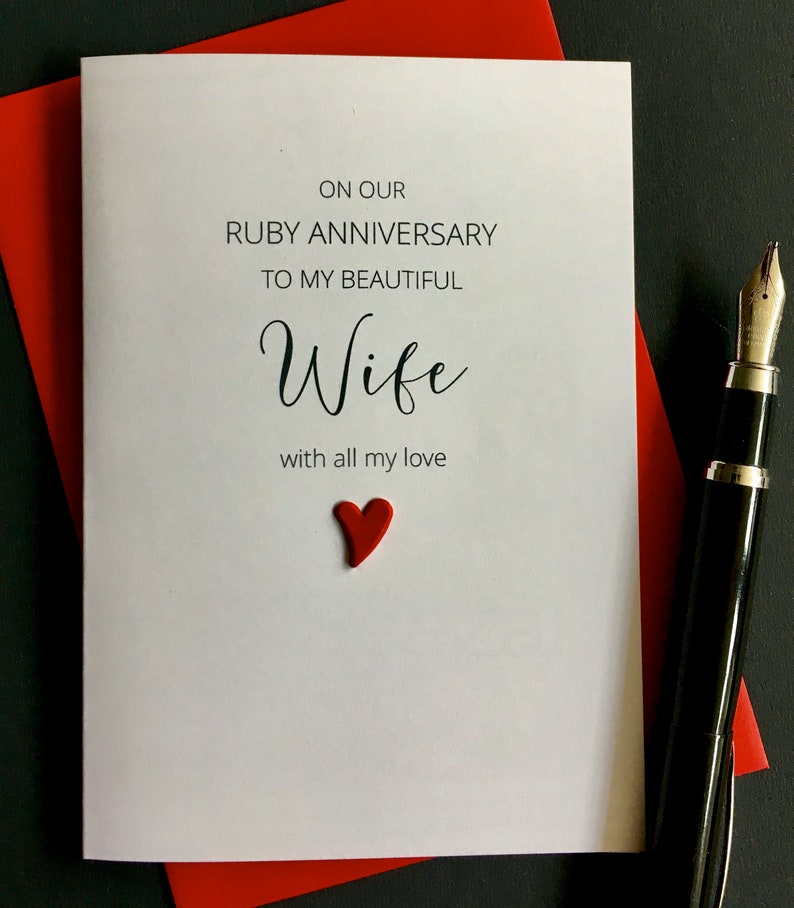 40th Ruby Wedding Anniversary Card Wife Husband Mum Dad Size Etsy