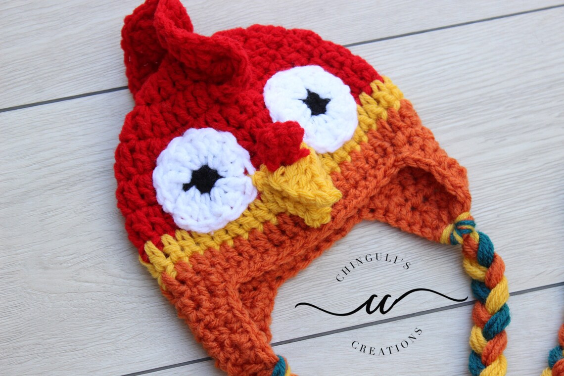 Baby Crochet Rooster Hat Multi-color Rooster Hat - Etsy