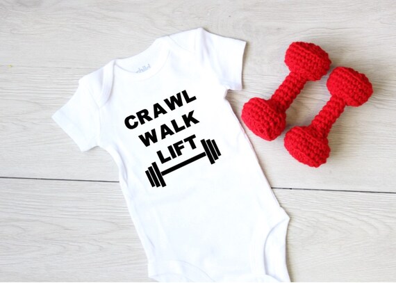 Baby Crawl Walk Lift Bodysuit and Crochet Dumbbells Workout | Etsy