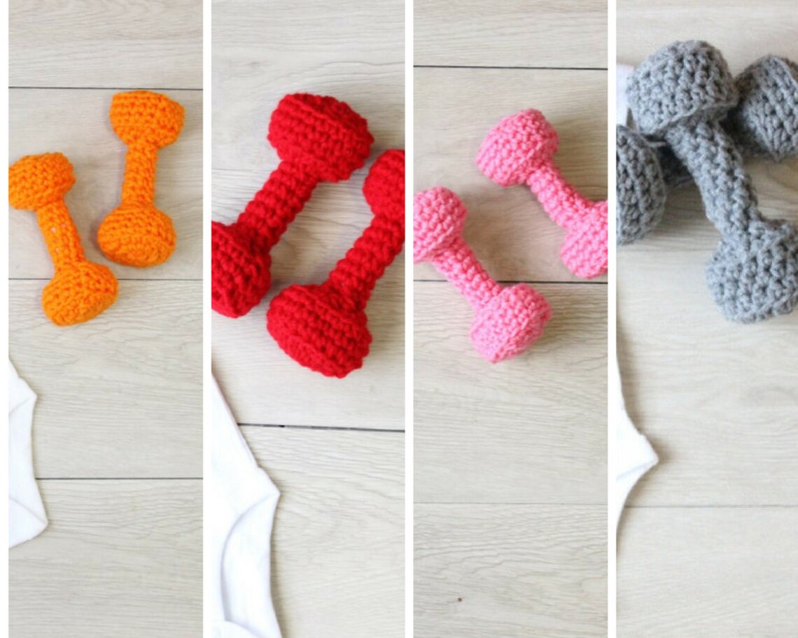 Baby Girl Crawl Walk Lift Bodysuit and Crochet Dumbbells - Etsy