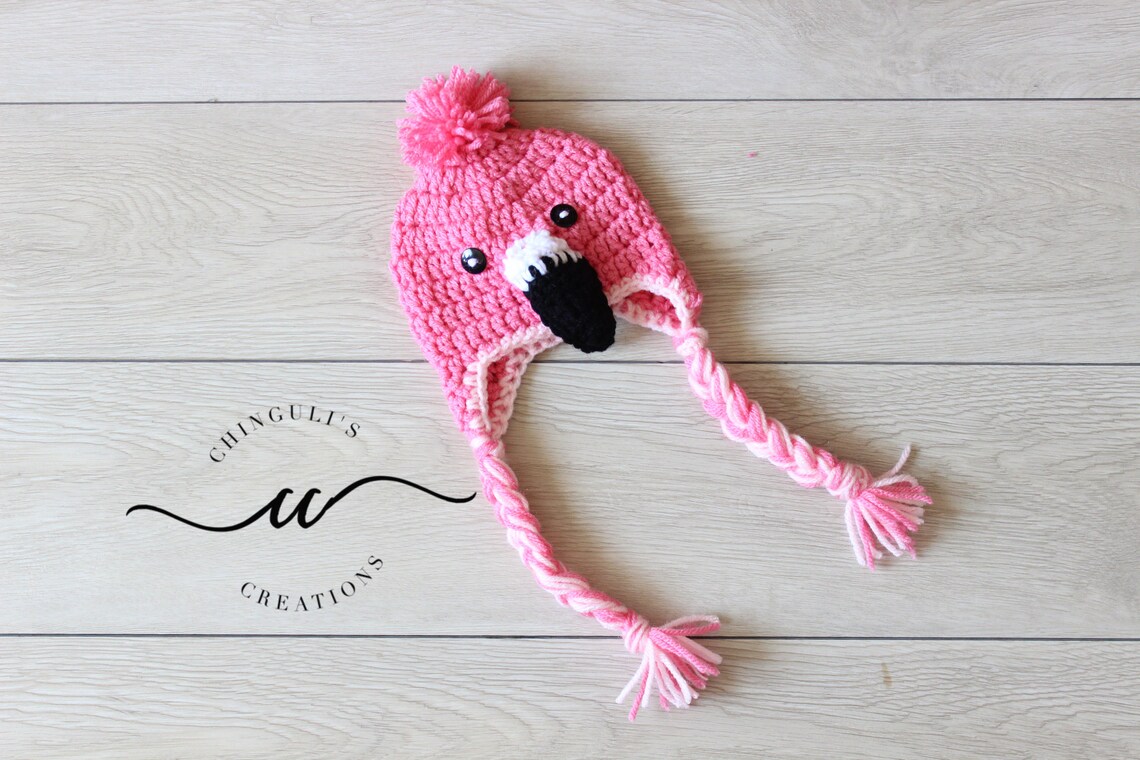 PATTERN- Crochet Flamingo Hat Pattern - Pink Flamingo Crochet Hat ...