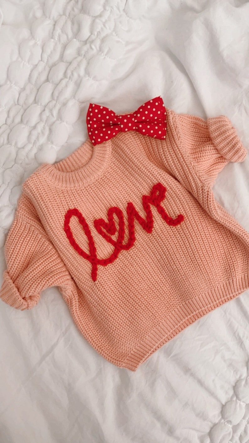 Love Personalized Hand Embroidered Knit Sweater - Etsy