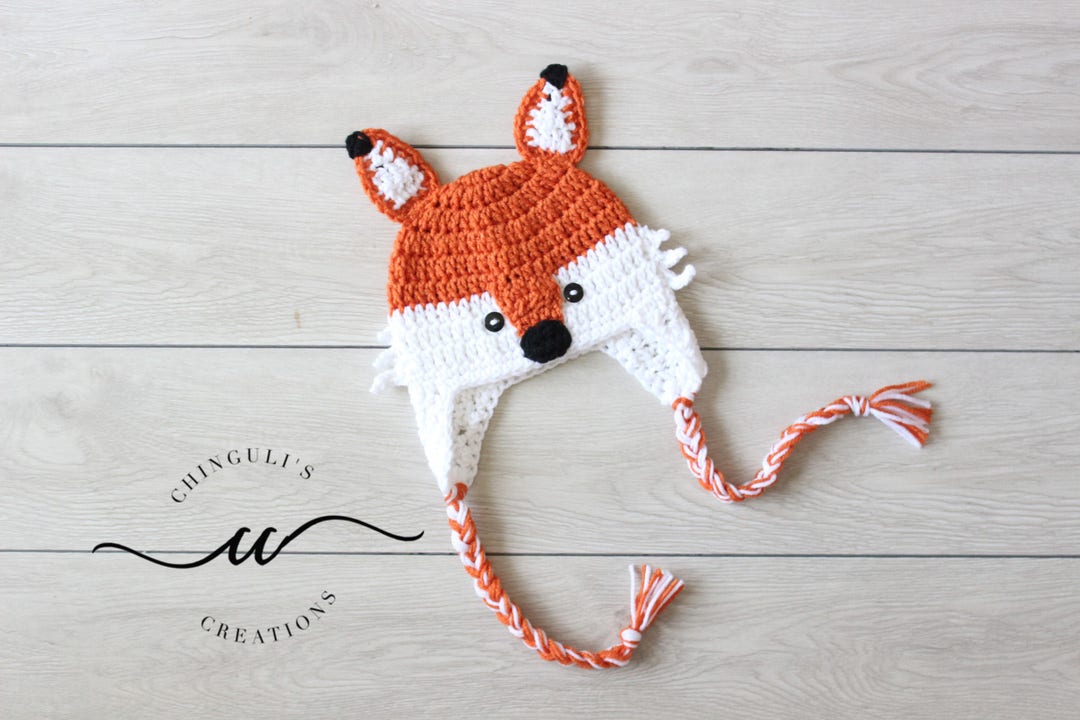 Crochet Fox Hat Baby Girl Baby Boy Fox Hat Newborn Fox Beanie Fox Hat ...