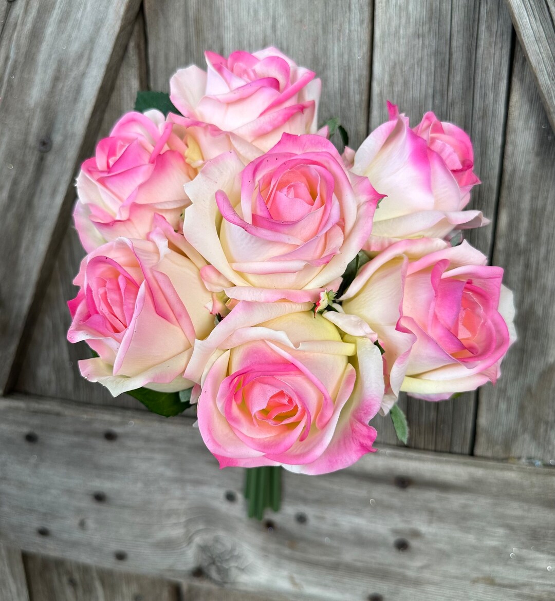 Real Touch Cream Pink Rose Bush , Wreath Supply, Floral - Etsy
