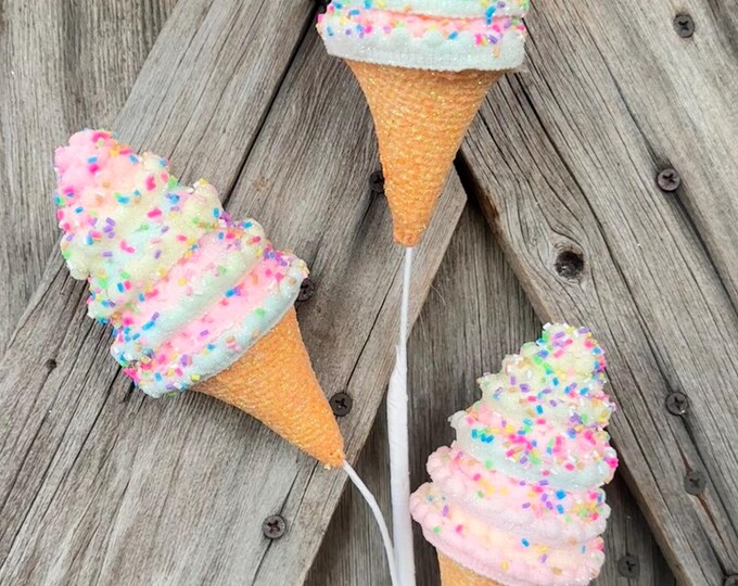 Sprinkle Ice Cream Triple Cone Pick - Etsy