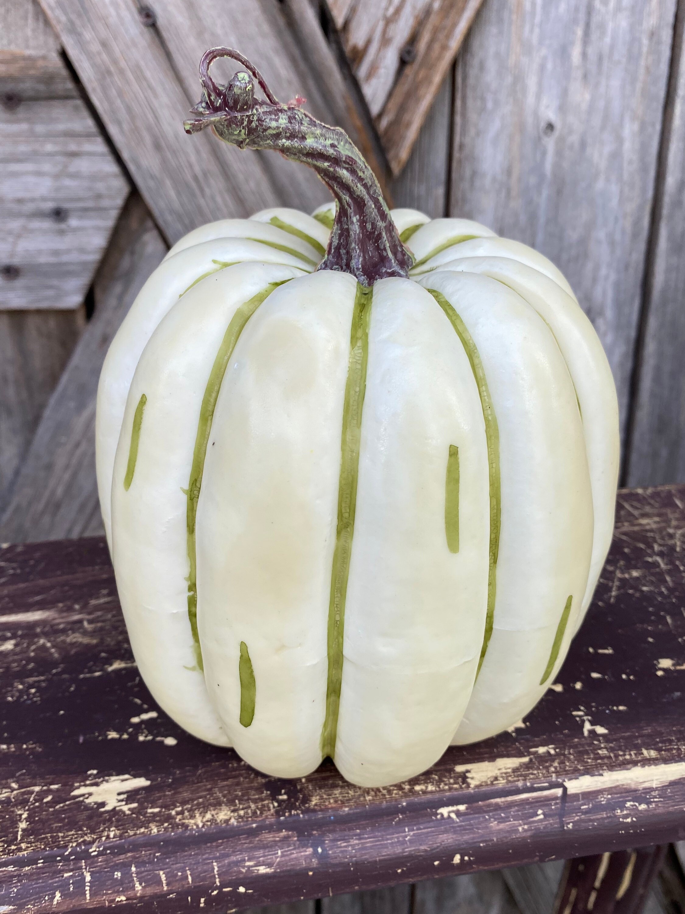 7.5 by 5.5 Green White Pumpkin