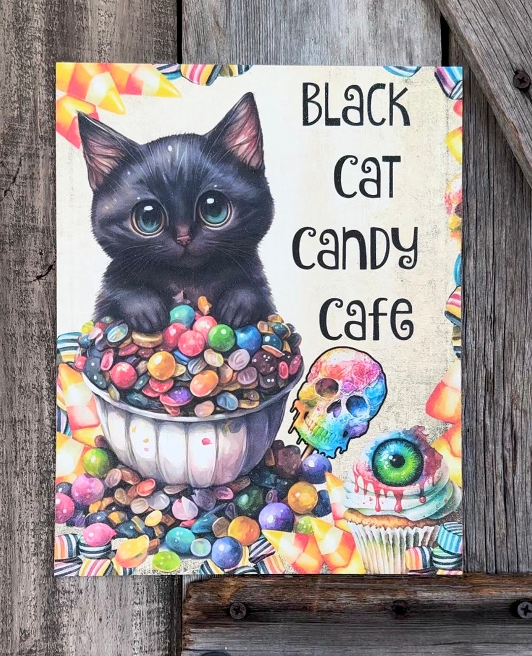 Black Cat Candy Cafe, Halloween Sign, Halloween Decor, Halloween Wall ...