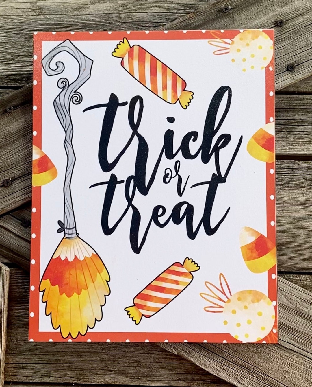 Trick or Treat Candy Corn, Halloween Sign, Halloween Decor, Halloween ...