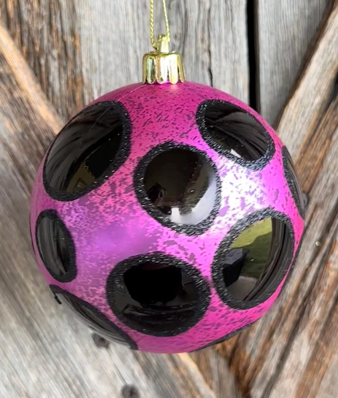Hot Pink Black Polka Dot Ornament , 4 Inches - Etsy