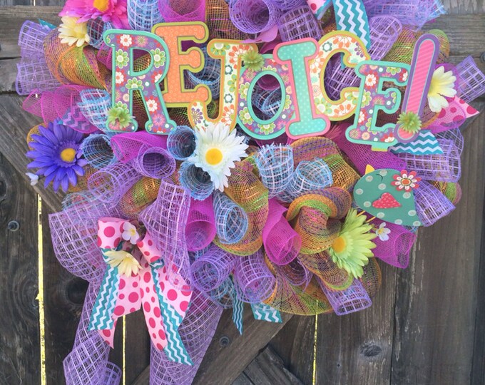Spring Wreath, Easter Wreath, Spring Deco Mesh Wreath, Easter Deco Mesh ...