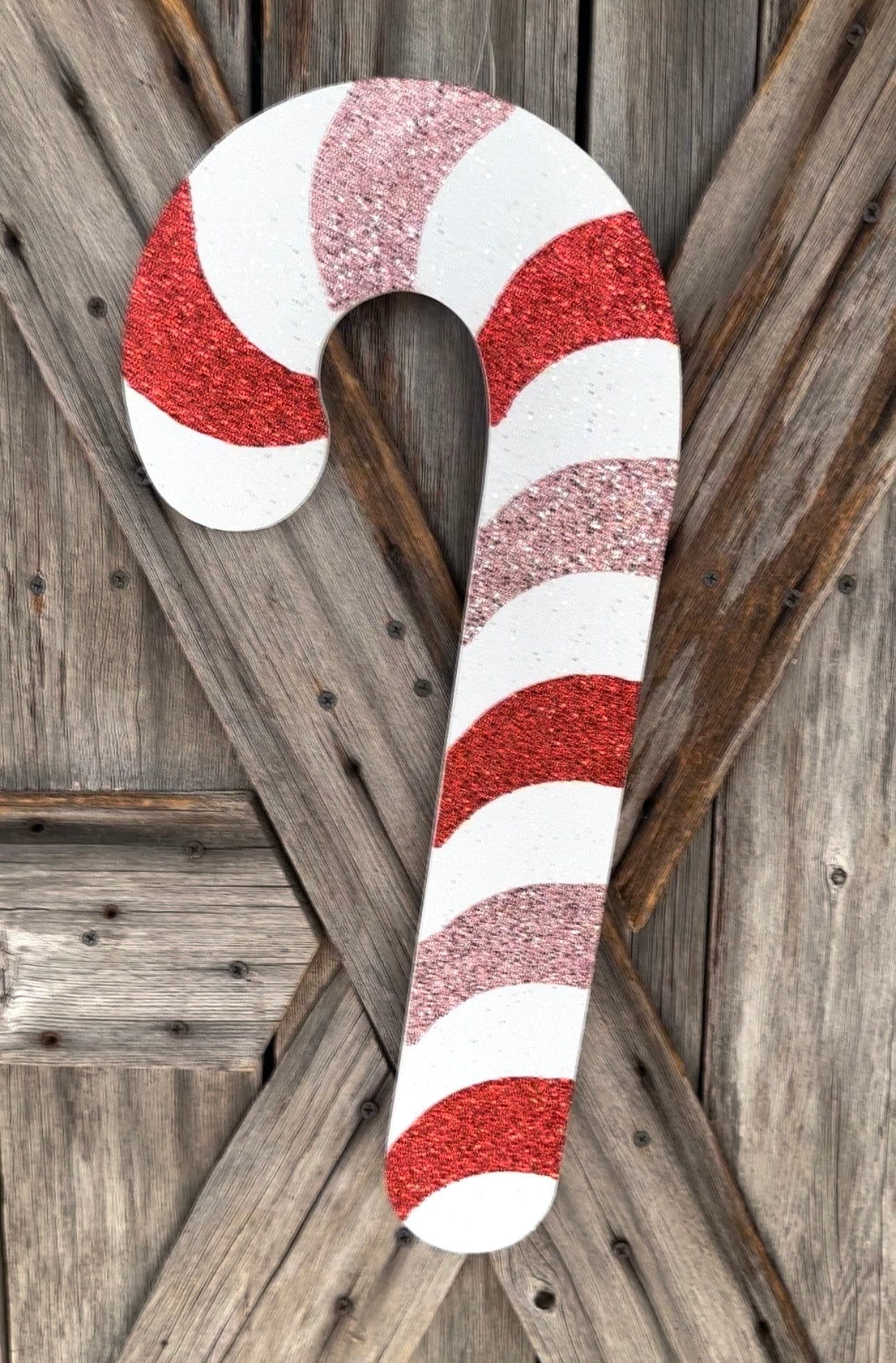 Large Red Pink Glitter Candy Cane - Etsy
