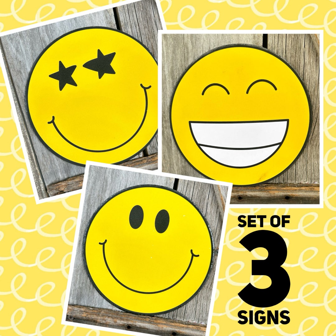 Set of 3 Smiley Signs - Etsy
