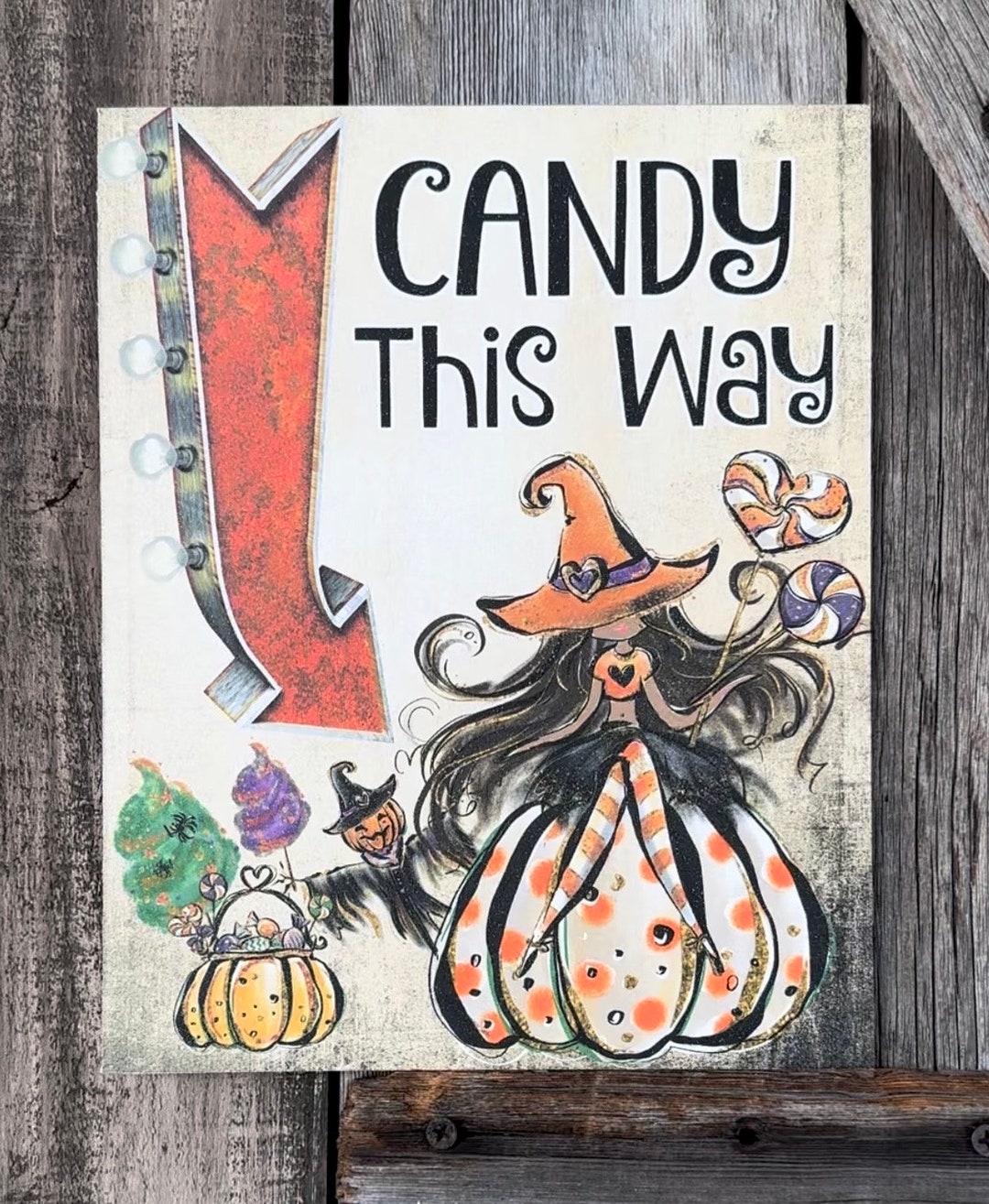 Candy This Way Orange Hat, Halloween Sign, Halloween Decor, Halloween ...