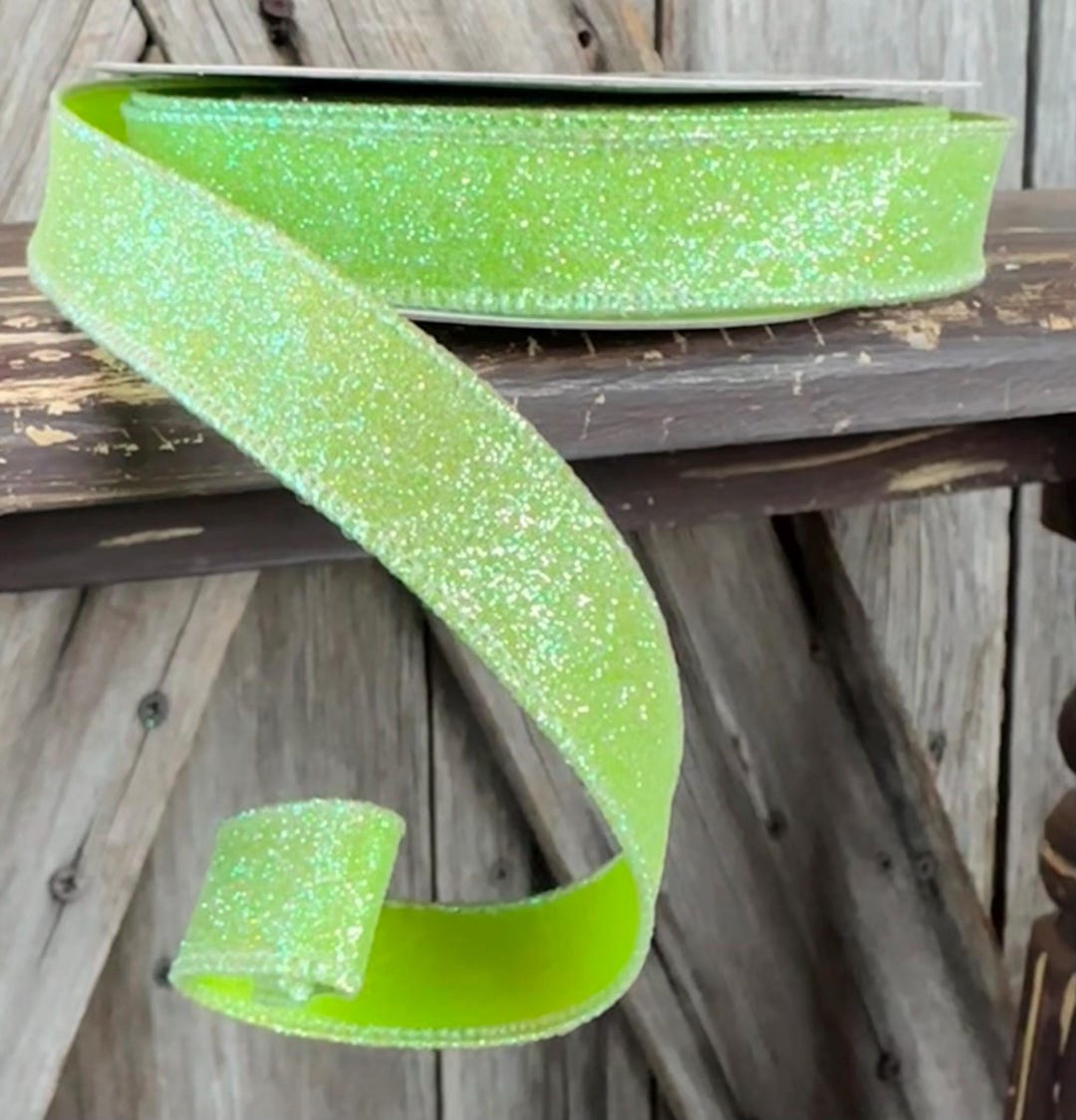 Green Iridescent Wired Ribbon 5/8 Inch - Etsy