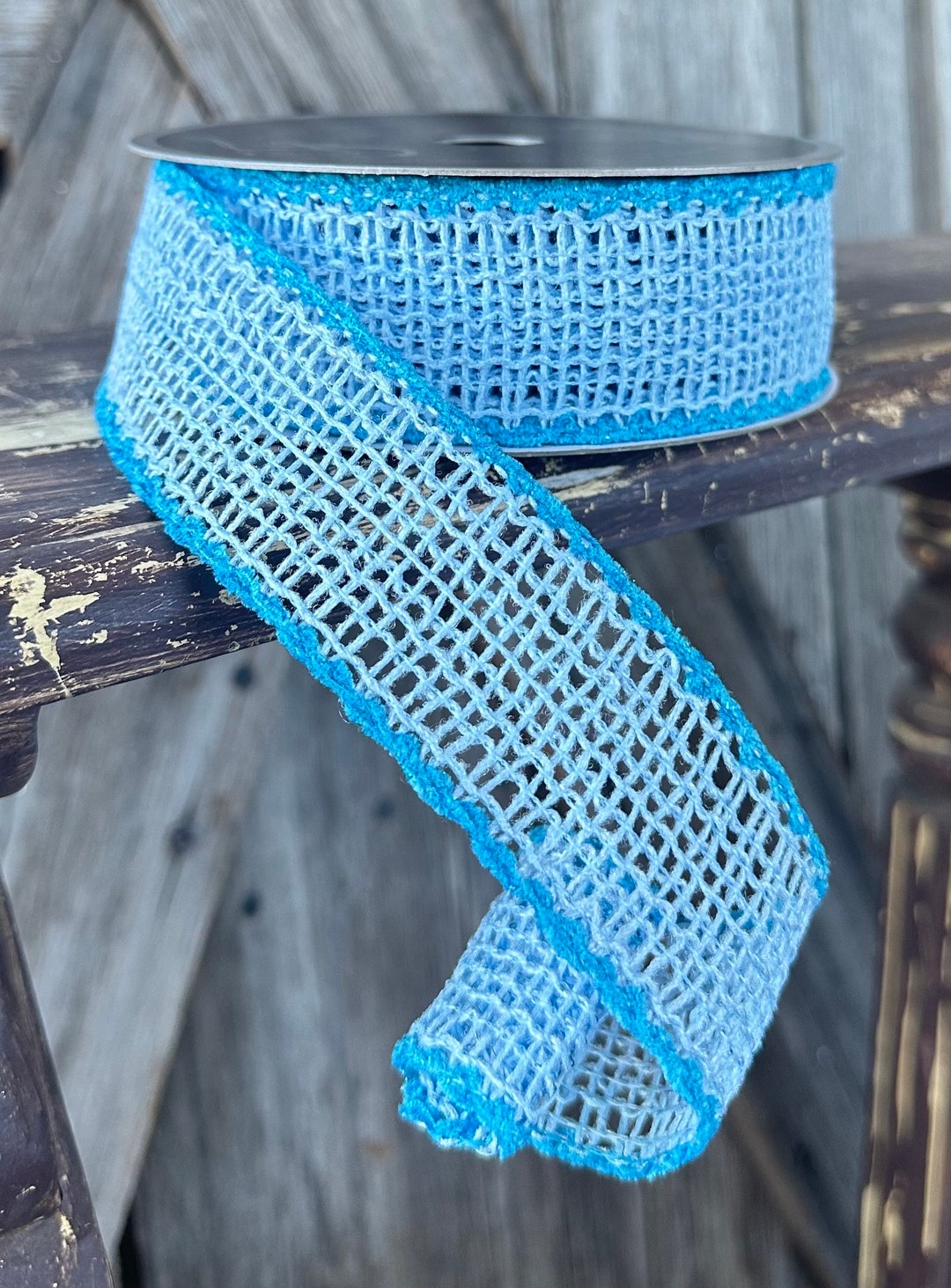 1.5 Inch Light Blue Weaved Wired Ribbon - Etsy