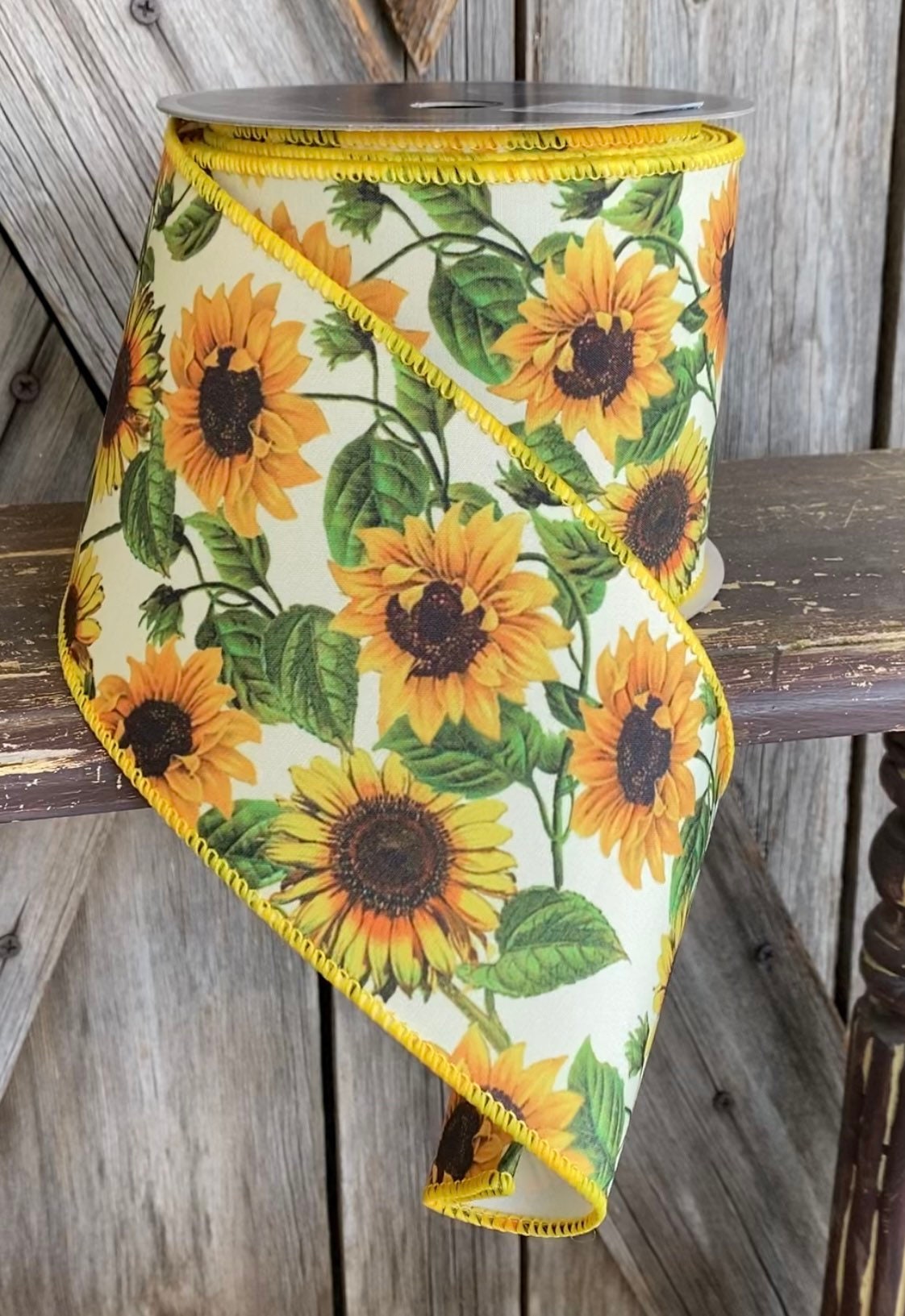 10 Yards 4 Inch Sunflower Ribbon