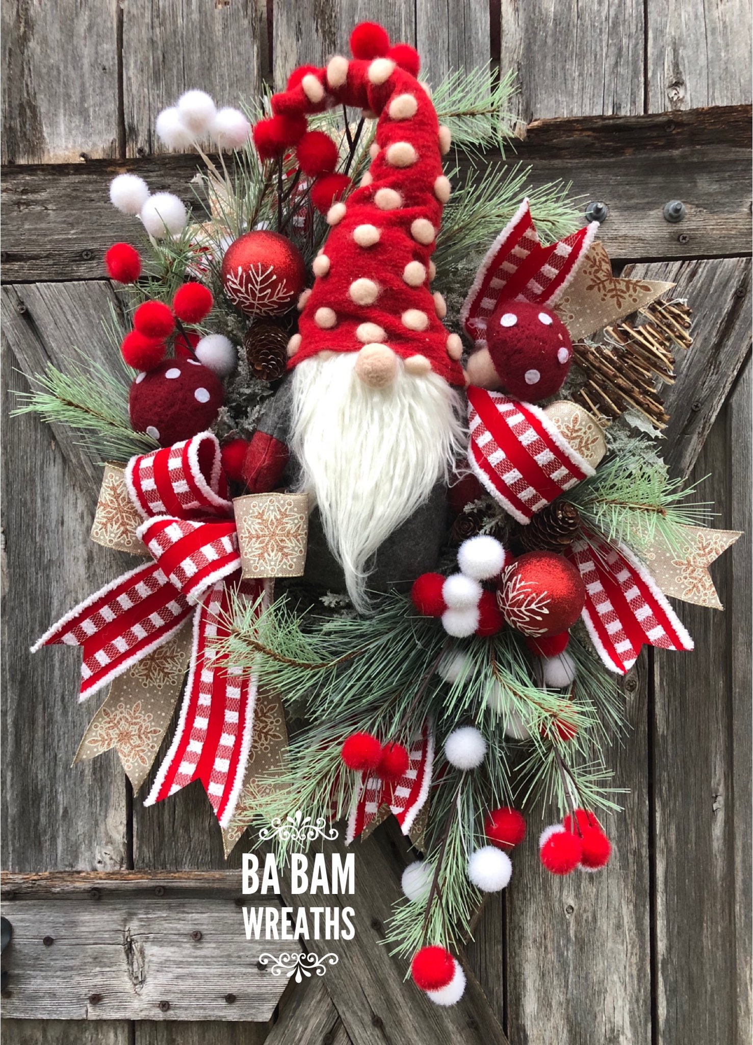 Gnome Wreath, Christmas Gnome Wreath, Winter Wreath, Gnome Decor ... Gnome Wreath, Christmas Gnome Wreath, Winter Wreath, Gnome Decor ...