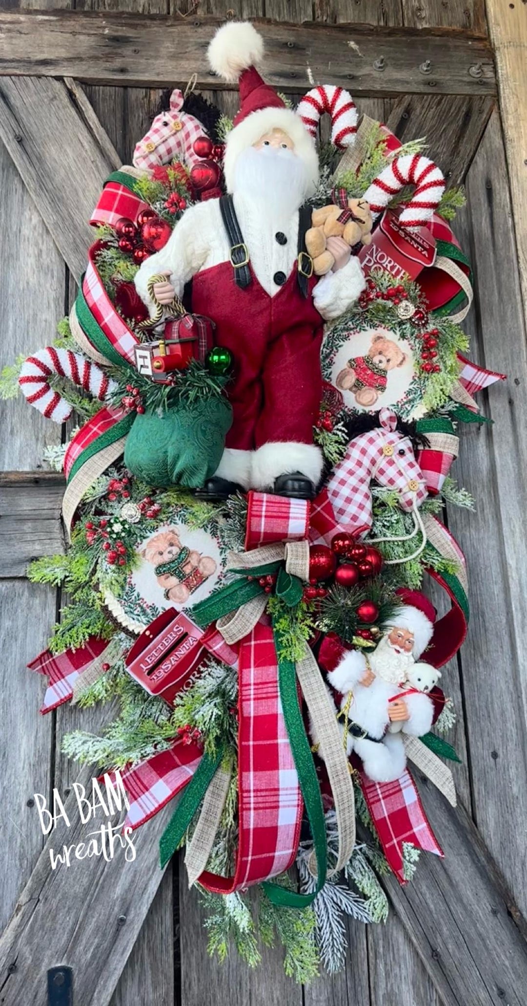 Santa Christmas Decor, Santa Wreath, Christmas Wreath, Christmas Door ...