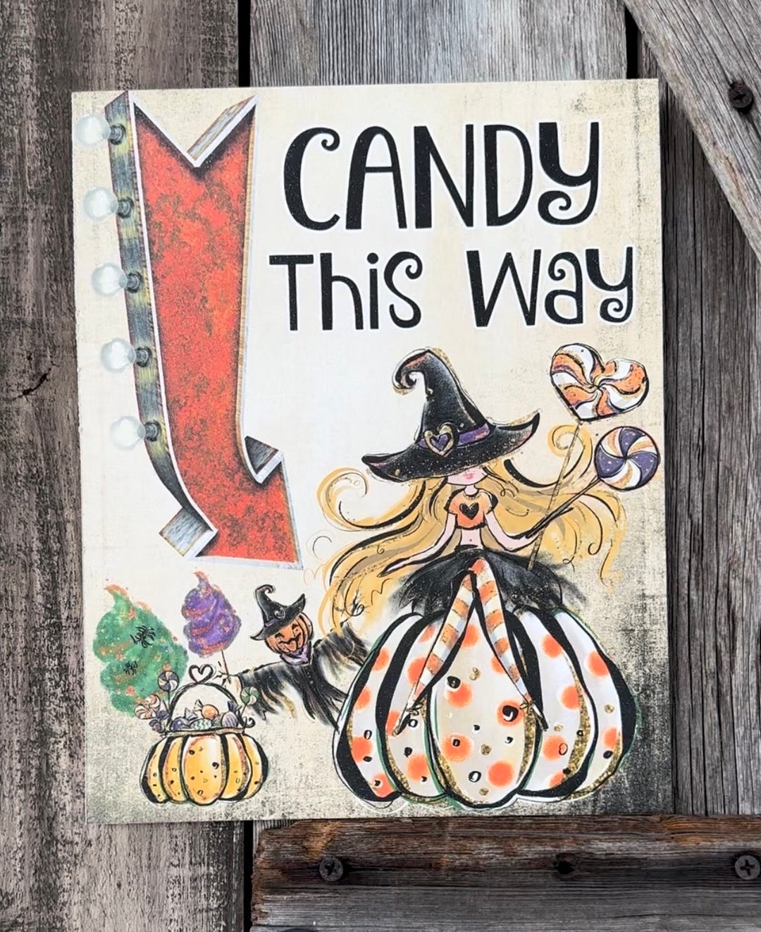 Candy This Way Black Hat Halloween Sign Halloween Decor - Etsy