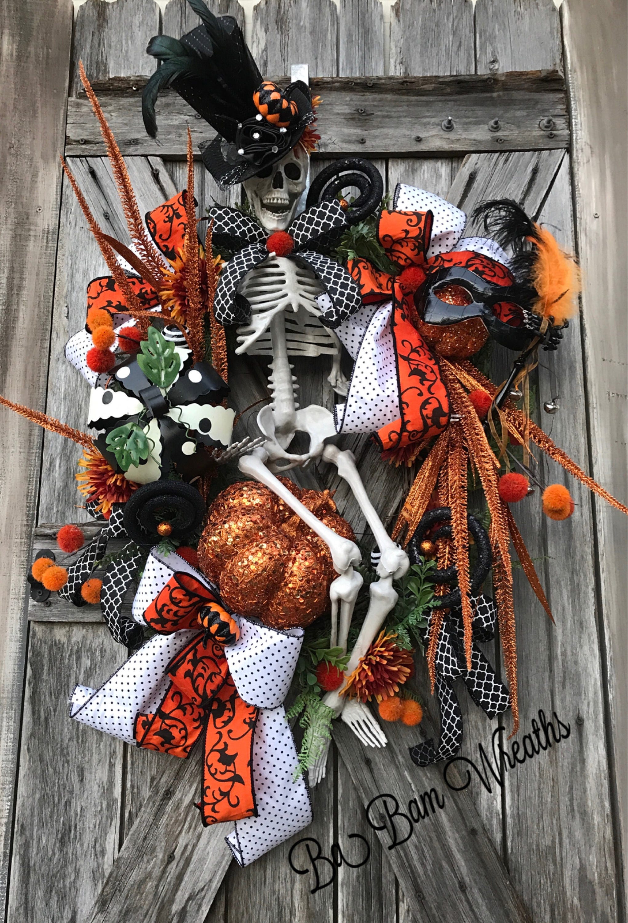 Mr Sexy Bones Skeleton Wreath Skeleton Decor Halloween Wreath