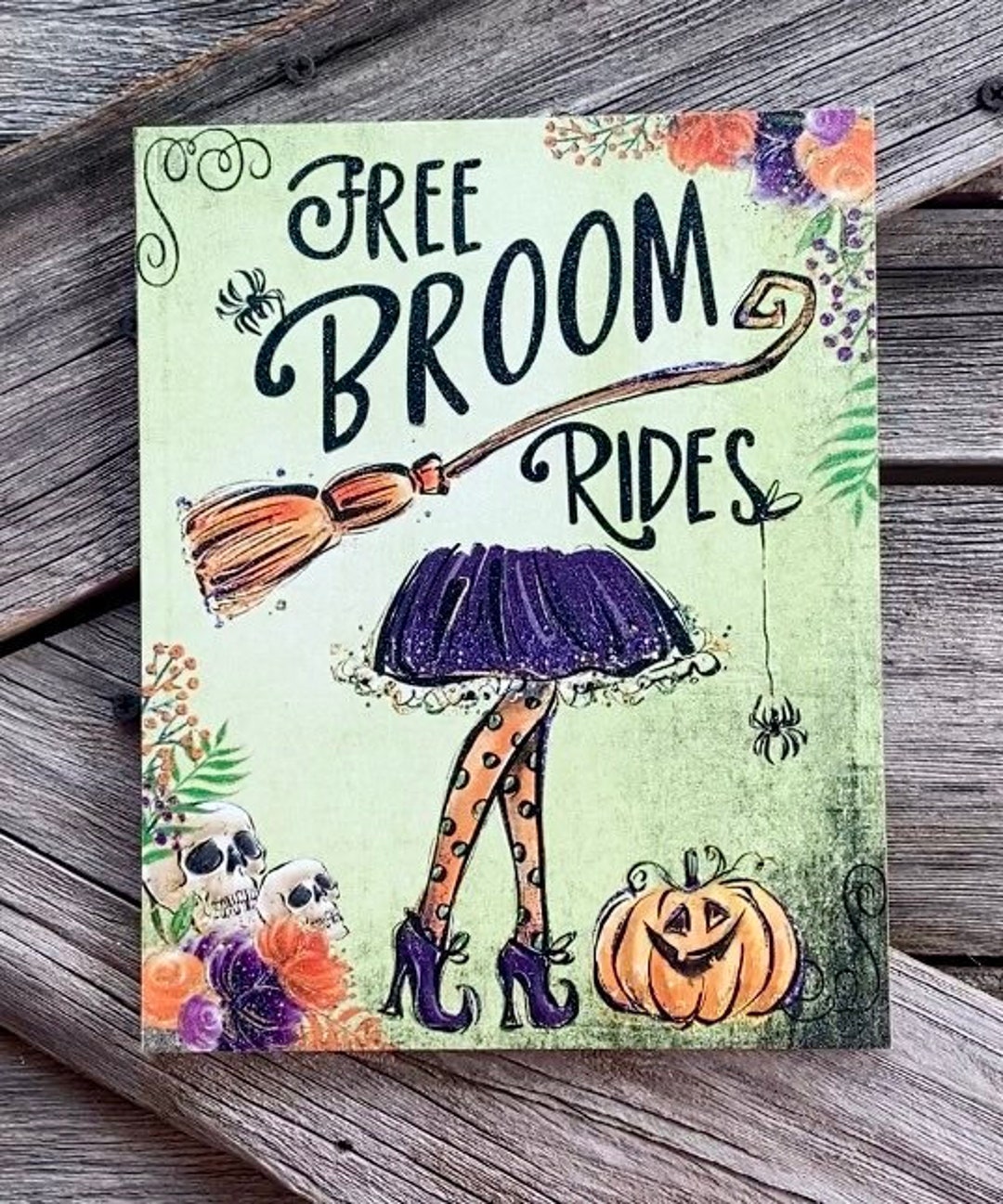 Free Broom Rides, Halloween Sign, Halloween Decor, Halloween Wall Art ...