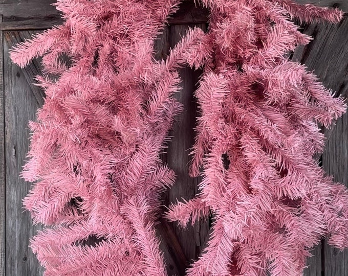 9 Foot Pink Pine Garland - Etsy