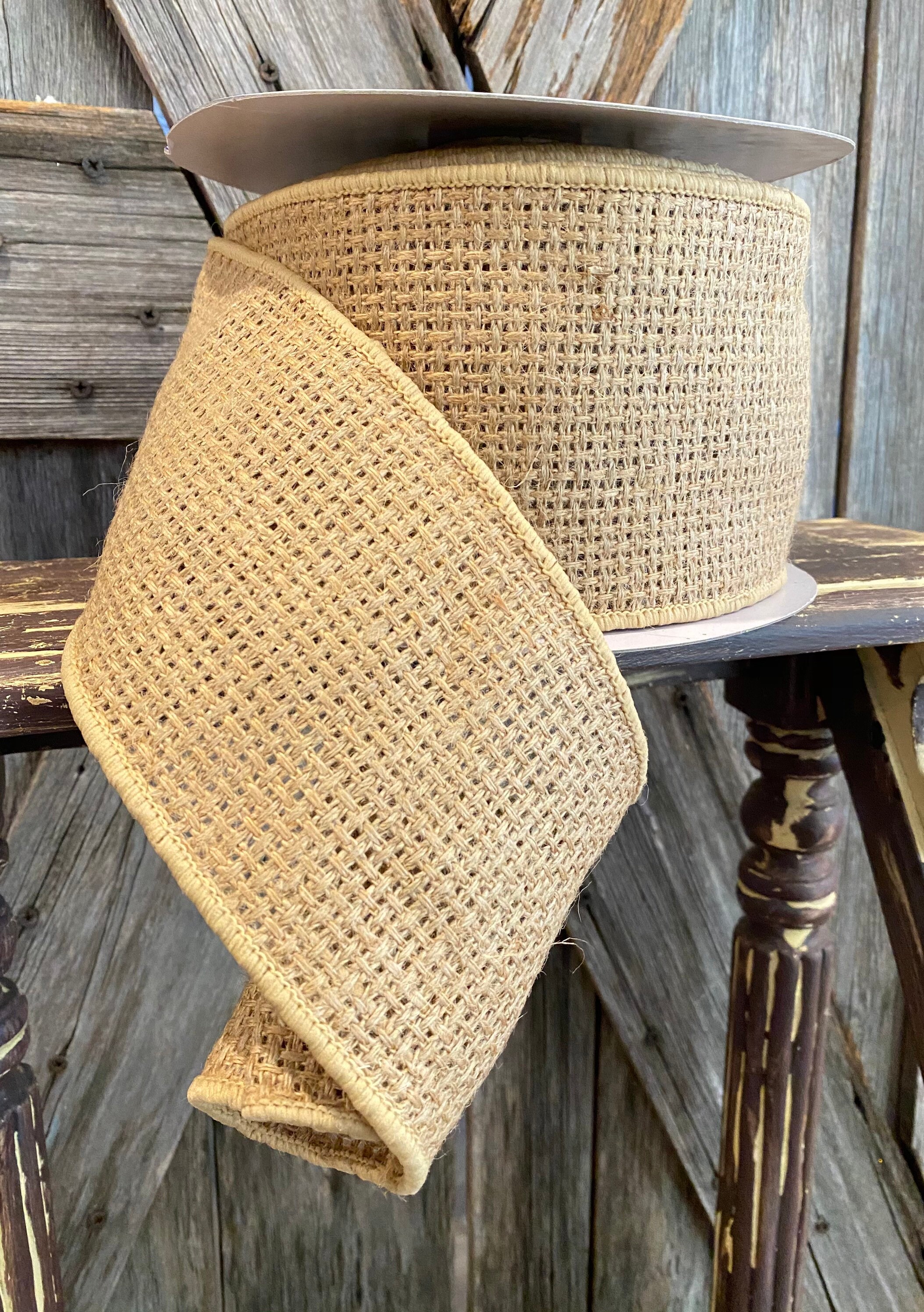 Wired Ribbon ~ 4 Inch Ribbon ~ Burlap Weave Ribbon ~ 10 Yards
