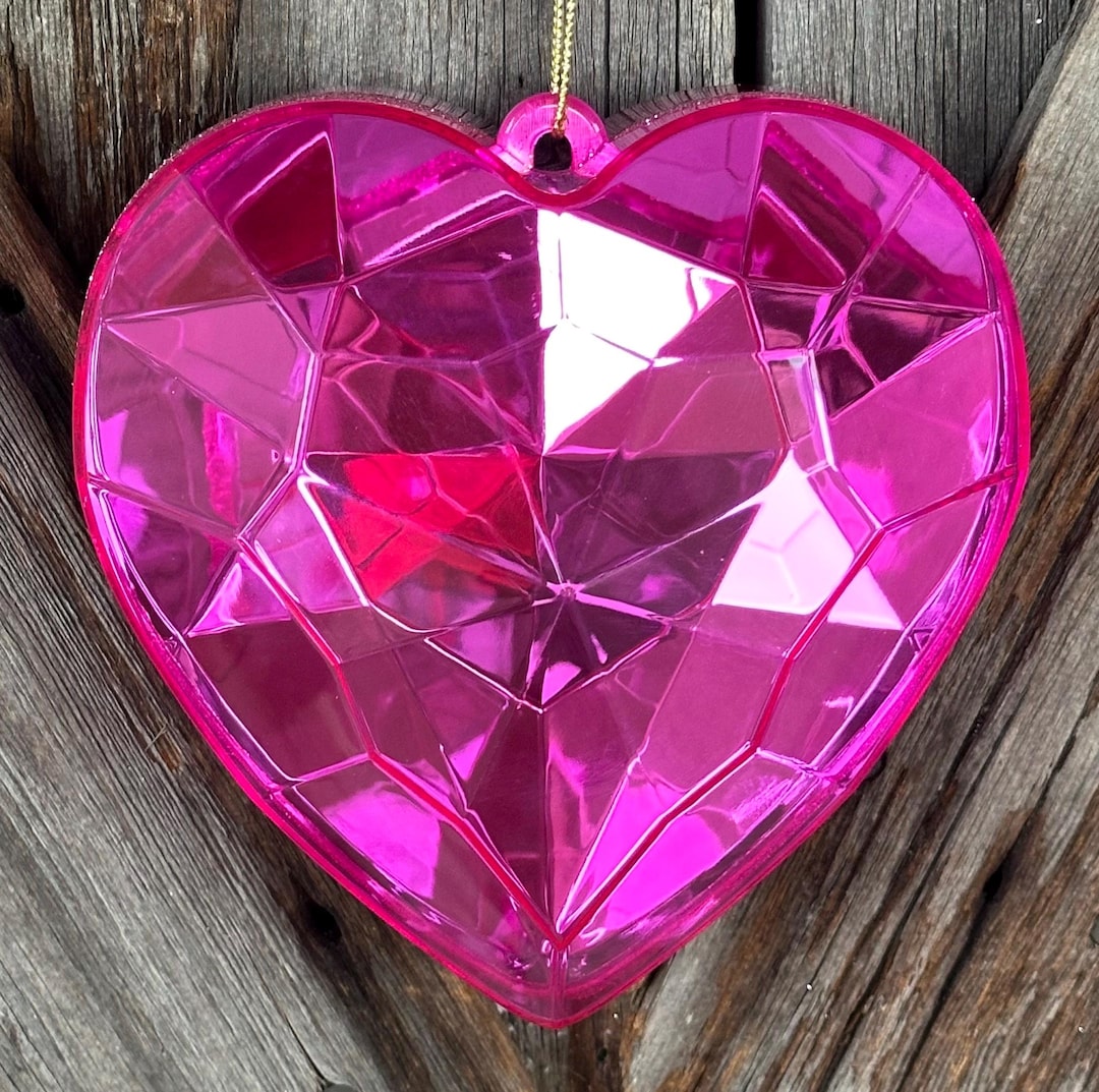 Pink Jewel Heart 6 Inches - Etsy