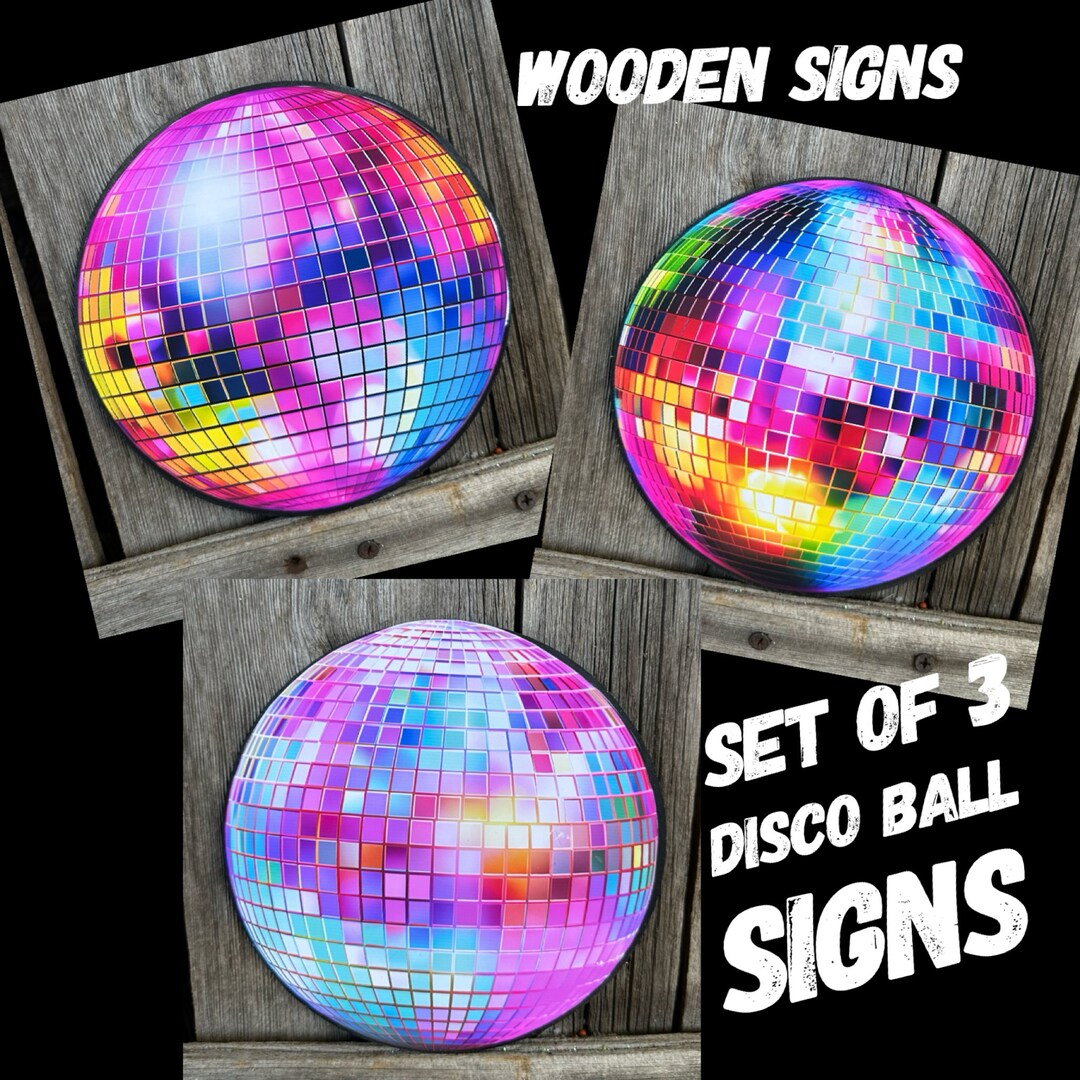 Set of 3 Disco Ball Signs - Etsy