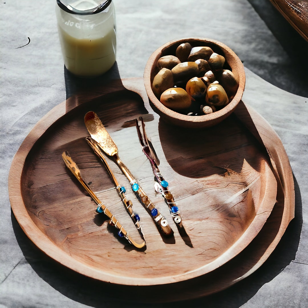 Unique Vintage Style Inlay Flatware Set | Gold Wedding Flatware | 3 ...