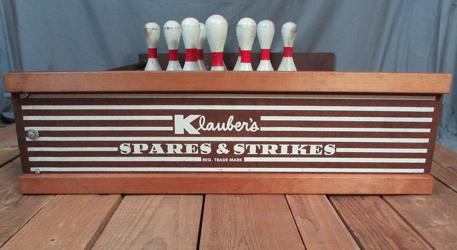 Vintage Antique Bowling Game Klaubers Spares & Strikes Wood Balls 10 ...