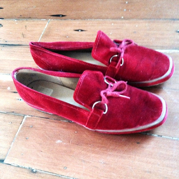 Vintage Velvet Driving Slippers Oxford Shoes Size 6.5 - Etsy