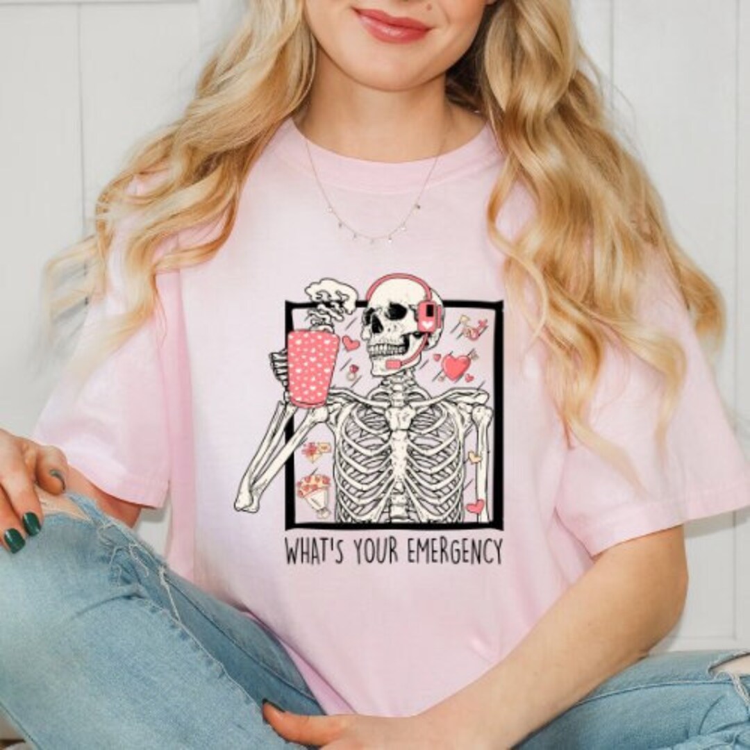 911 Dispatcher Valentine's Day T-shirt: Skeleton Emergency Design - Etsy