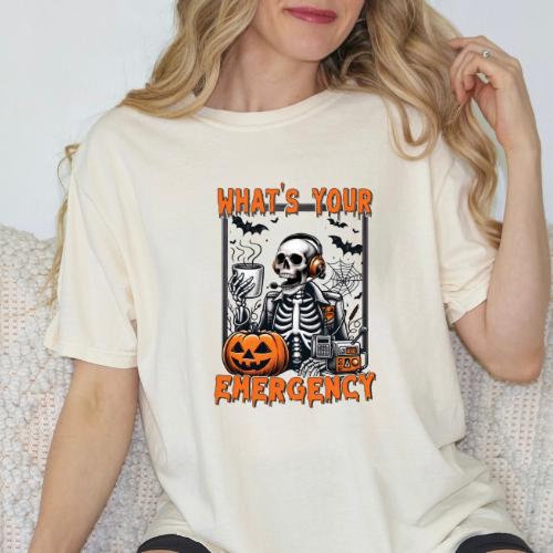 911 Whats Your Emergency Halloween Skeleton Tshirt, Unisex, Police ...