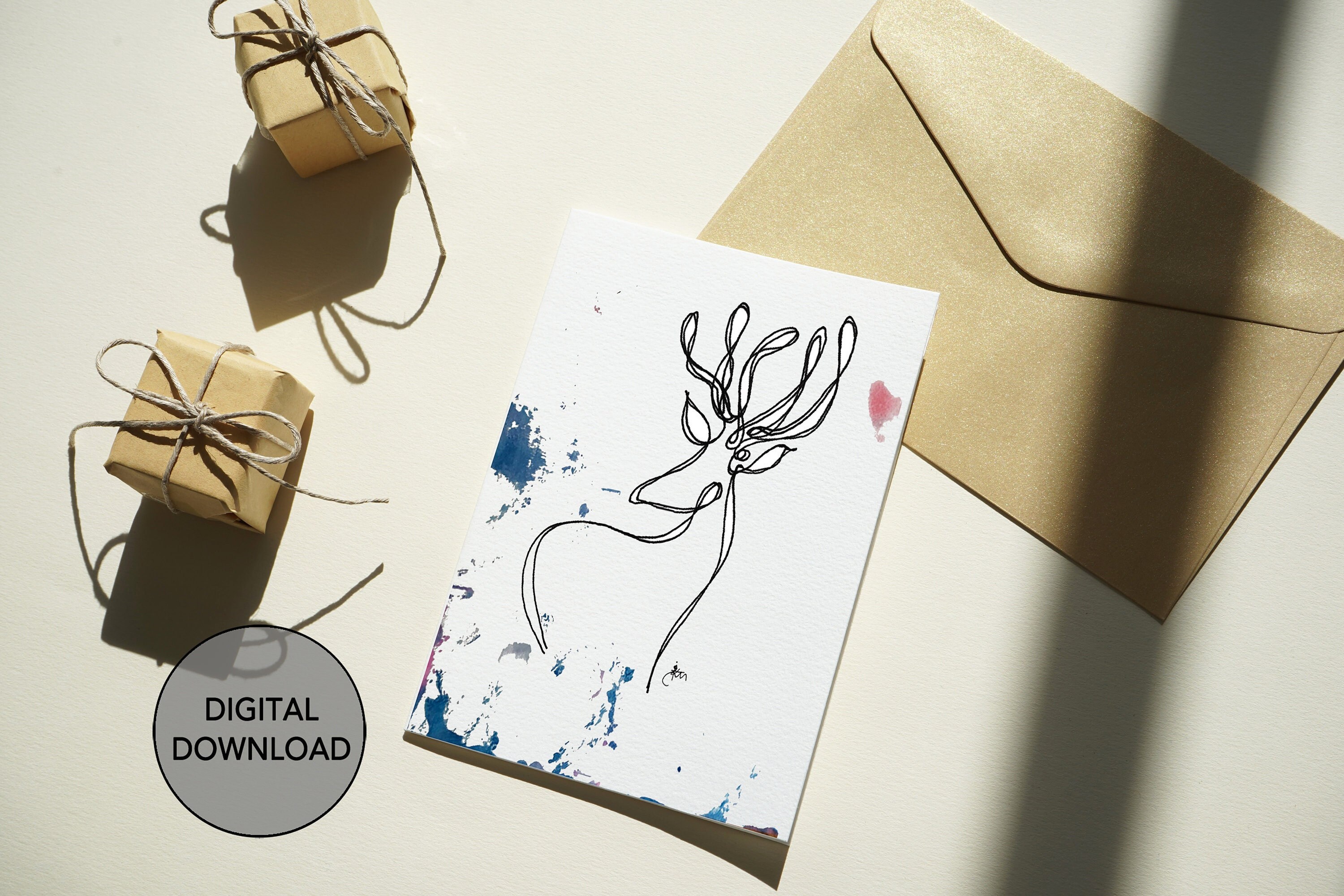Printable Reindeer Holiday Card Greeting Card Christmas - Etsy